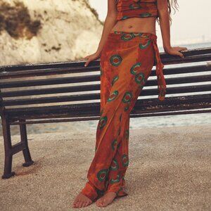 Zara | Pants & Jumpsuits | Zara Rust Printed Tie Dye Lightweight Pareo ...